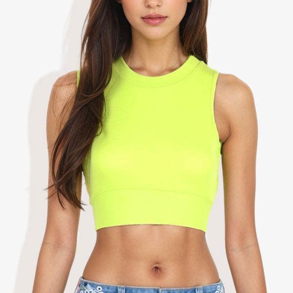 High Neck Open Back Ribbon Tie Cropped Tank | Jane.com