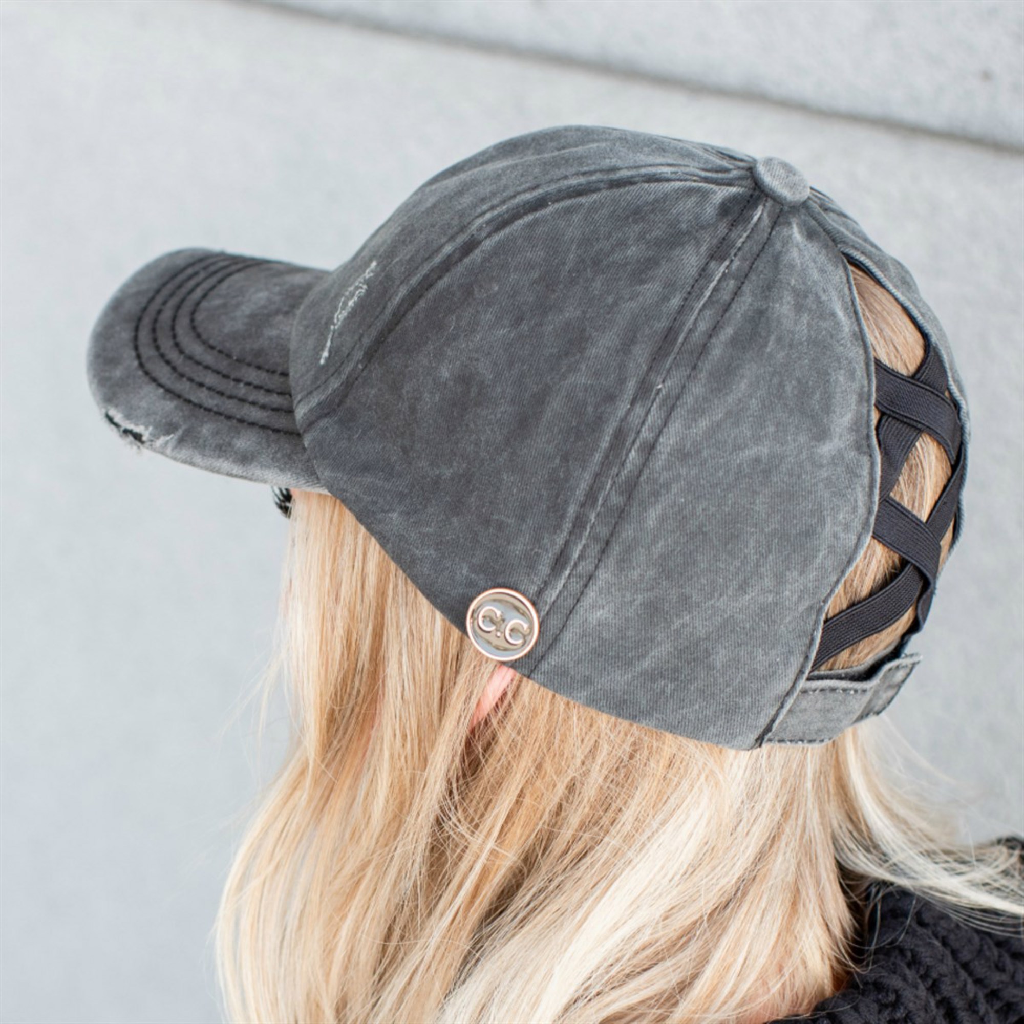 C.C Cotton Ponytail Criss Cross Caps by Truly Contagious | Jane.com