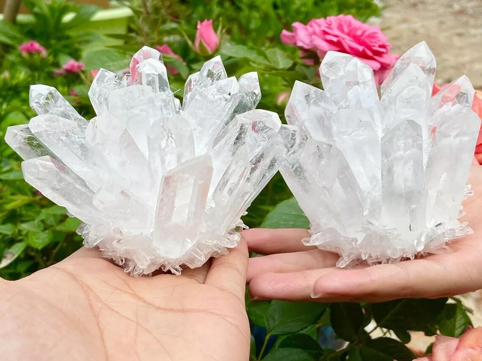 300g+ Clear quartz Cluster Crystal Clear Quartz Point VUG Mineral ...