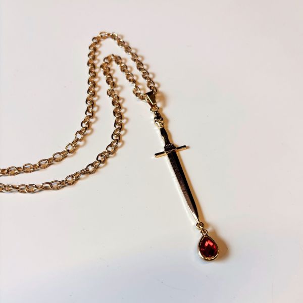 Gold Blood Drop Sword Necklace | Edgy Gothic Pendant on Adjustable ...