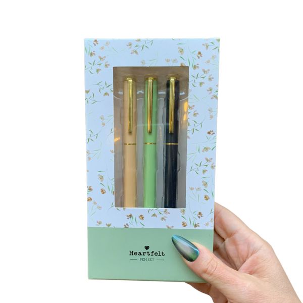 Gratitude 3 Piece Pen Set | Set Of 3 Giftable Pens in Floral Box ...
