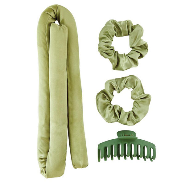 Heatless Roller Set in Green | 4-Piece Hair Curler Set | Hair ...