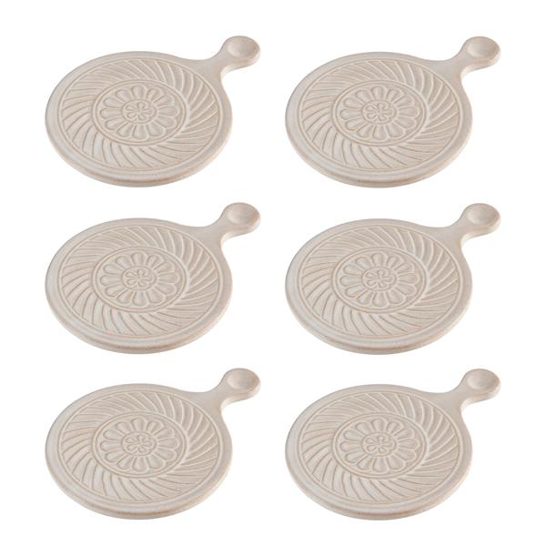 Set of 6 Mini Serving Trivets | Rustic Hot Dishes Ceramic Stand | 5 ...