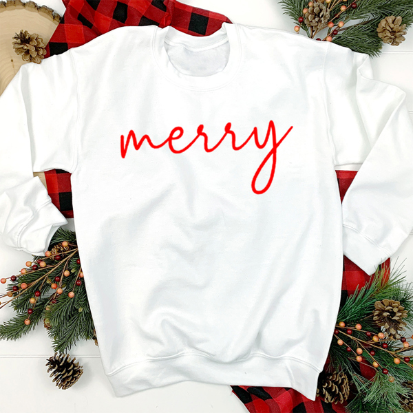 Merry Cursive Christmas Graphic Sweatshirt | Jane.com