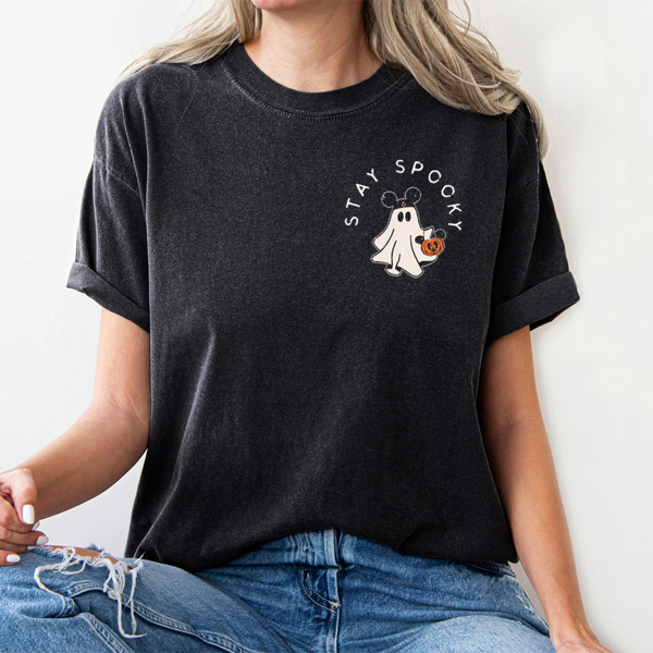 Stay Spooky Main St Ghost Fall & Halloween Pocket Graphic Tee | Jane.com