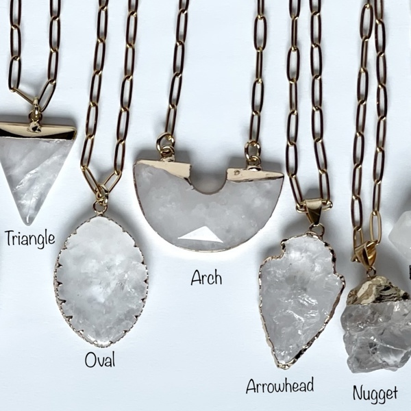Quartz Paperclip Necklace Arrowhead, Oval, Arch, Triangle | Jane.com