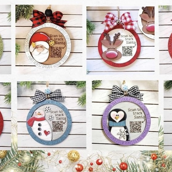 Mrs. Claus QR code Santa Tracker Hand Painted Ornament | Jane.com