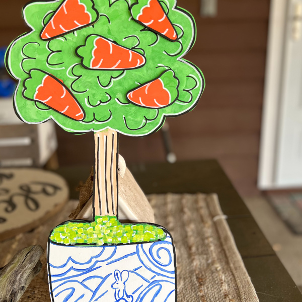 Preppy Easter Boxwood Tree Door Hanger – Hand-Painted Chinoiserie Charm ...