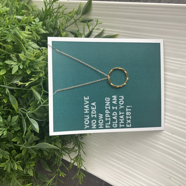 Best Friend Flipping Glad You Exist Necklace & Stationery Gift | Jane.com