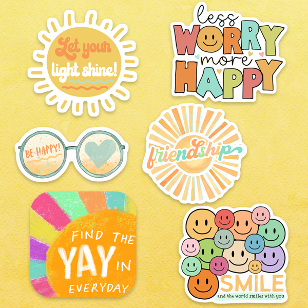Positivity Sunshine Sticker Pack (set of 6) | Jane.com