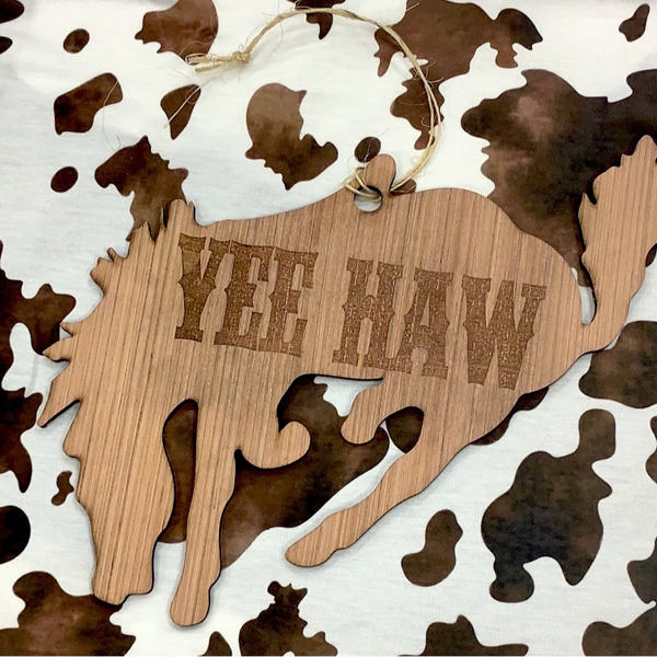 Sunshine & Wine Boutique Wooden Door Hanger, Yee Haw Bronco | Jane.com