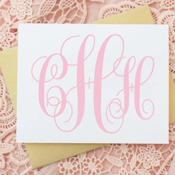 Monogrammed Notecards, Personalized Stationery, Folded Thank You Card ...