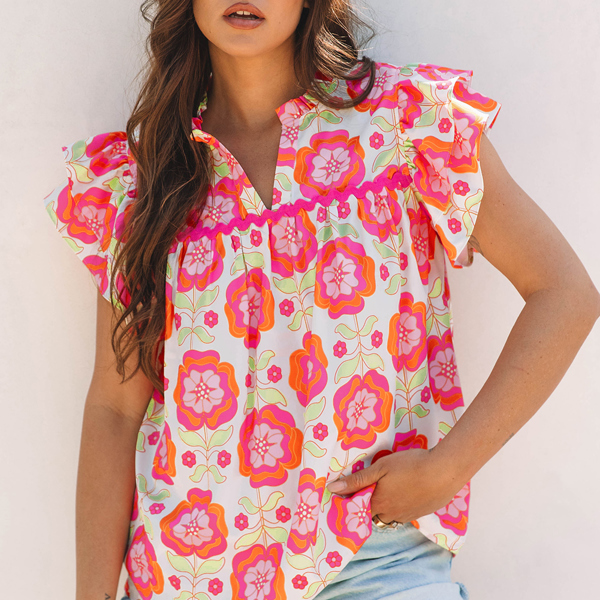 Mikaela Ric-rac Trim Split Neck Loose Blouse | Jane.com