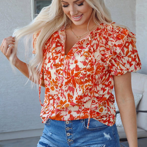 Margo Floral Split Neck Blouse | Jane.com