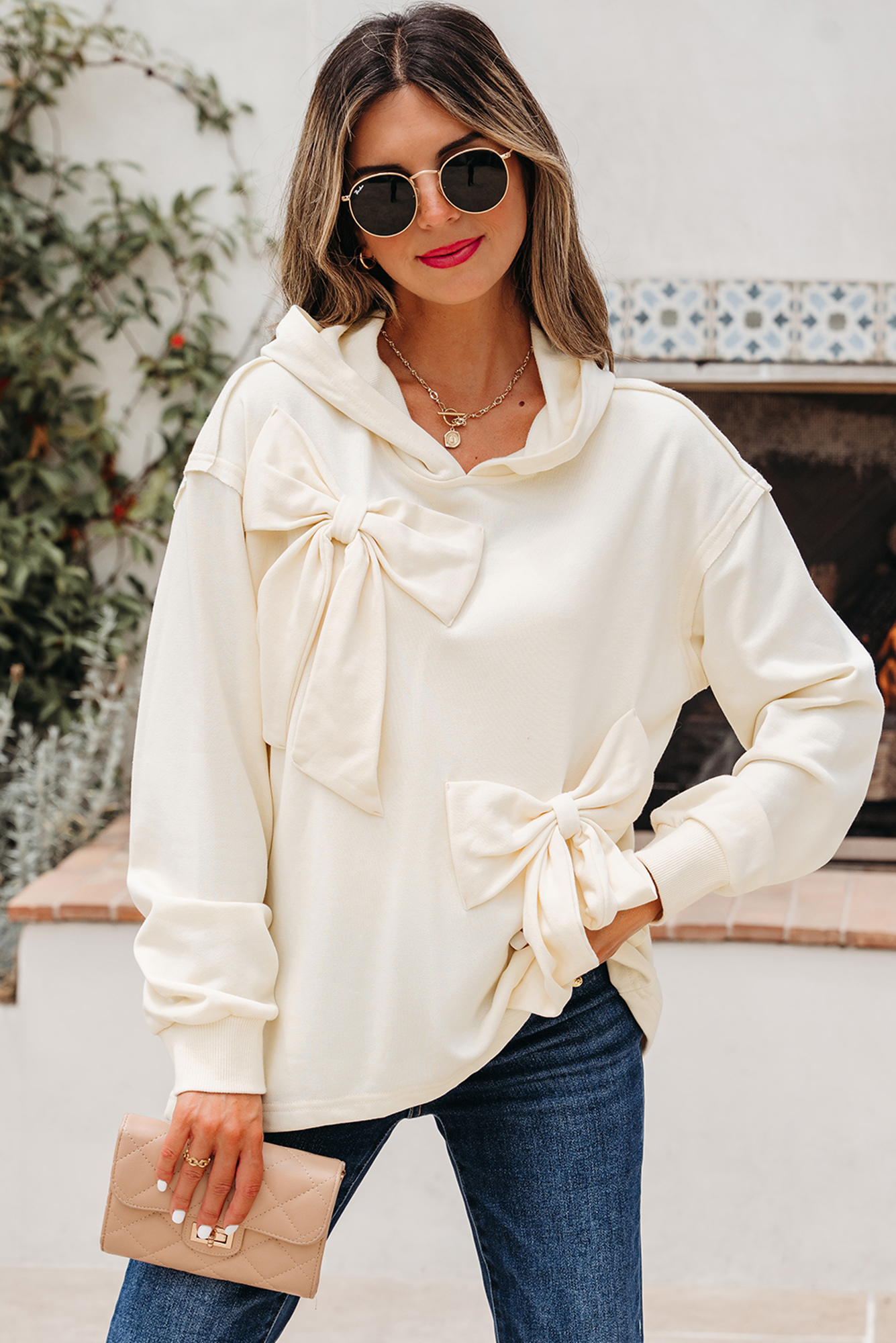 Raegwen Bow Detail Loose Hoodie | Jane.com
