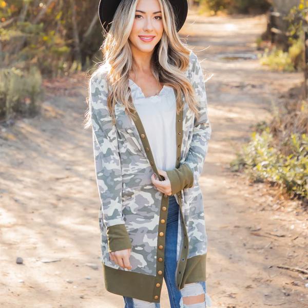 Camo Snap Front Cleo Cardigan Regular price | Jane.com