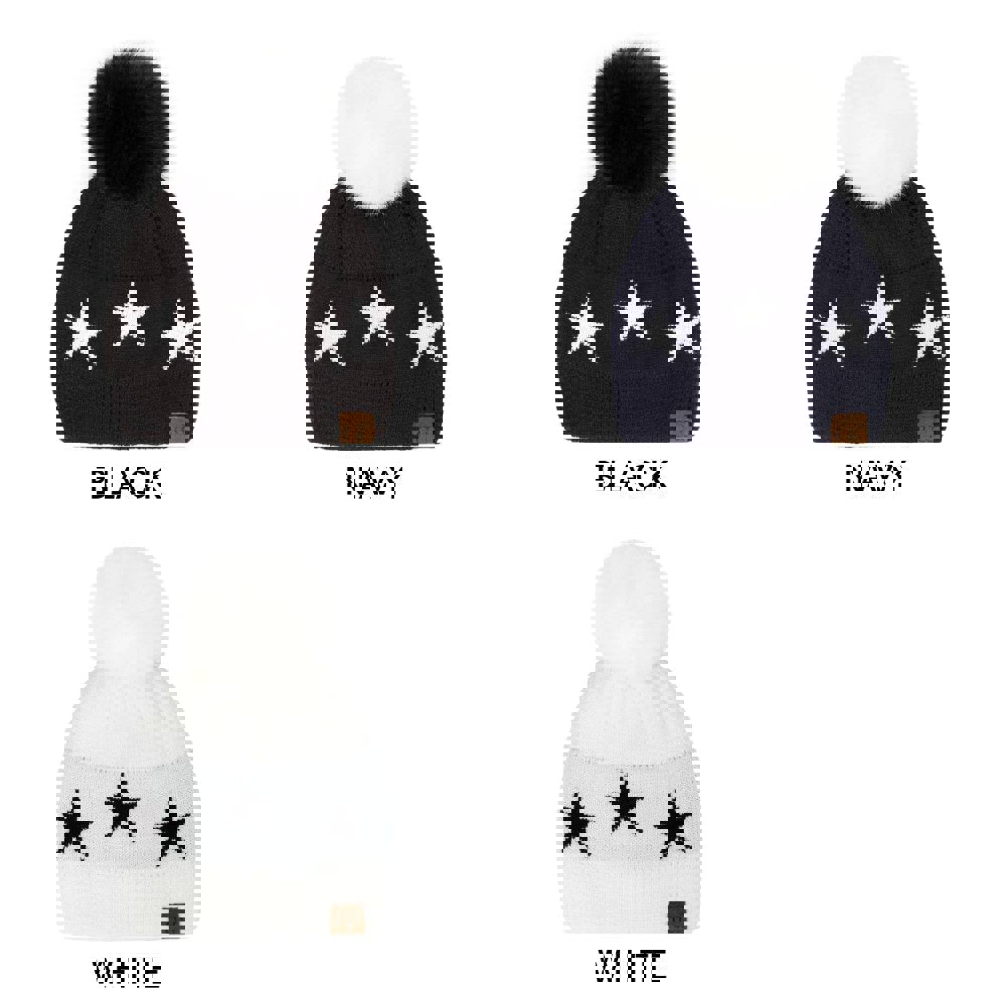 C.C® Beanie Patriotic Plush Pom & Star Hats by Truly Contagious | Jane.com